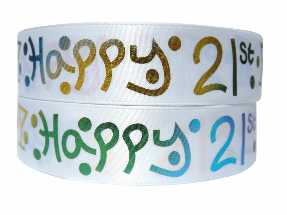 Happy Birthday Cake Ribbon for 16th 18th 21st 40th 50th 60th 70th 80th ...