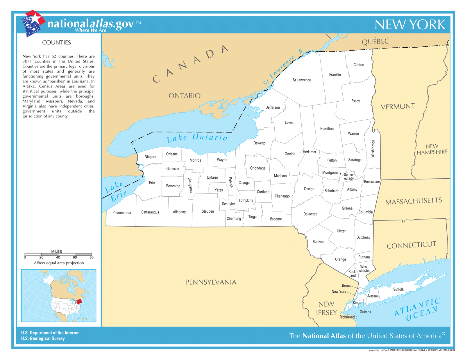 New York State Counties Laminated Wall Map | eBay