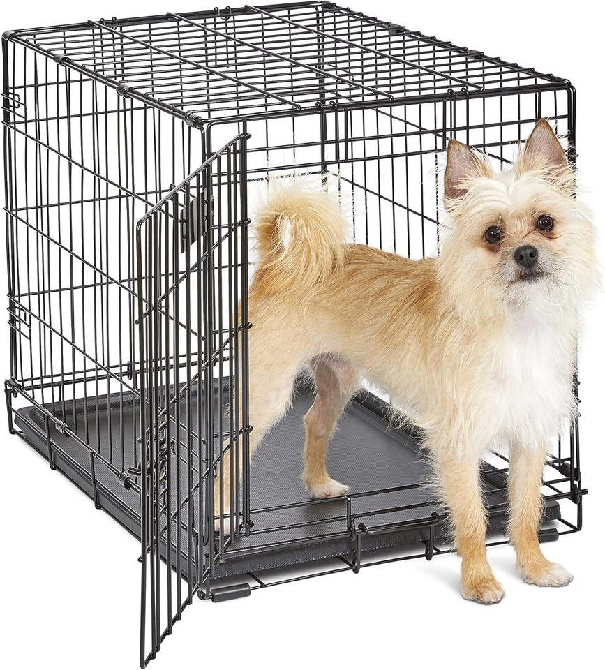 Secure Small Dog Crate 62cm with Leak-Proof Pan, Divider & Rubber Feet ...