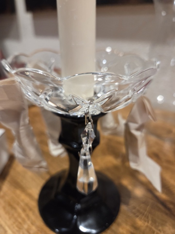 NIB Crystal Bobeche Candle Drip Protectors with Crystals Set of 2 Made ...