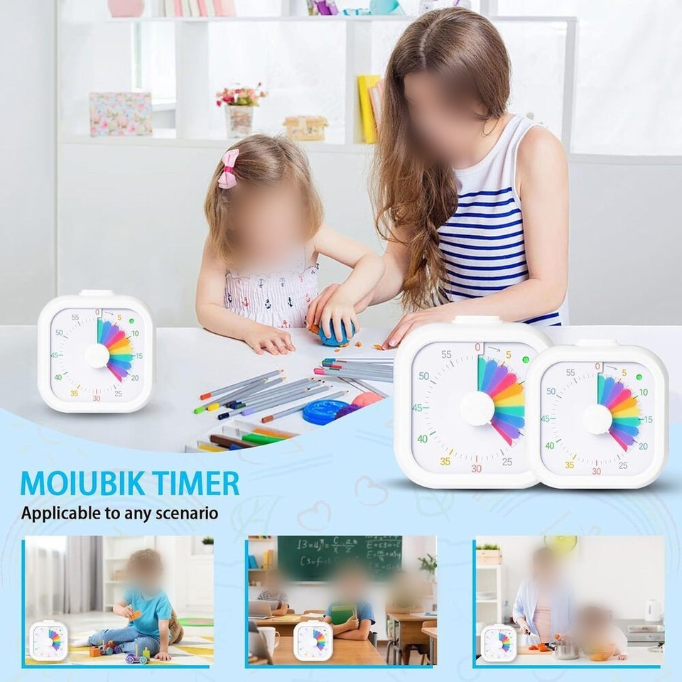 60 Minute Visual Timer for Children Rainbow Square Desktop Timer ABS ...