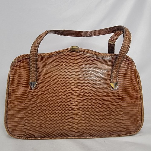 Vintage Purse Unbranded Brown Leather Brass Handbag 8"H x 11"W Stains ...