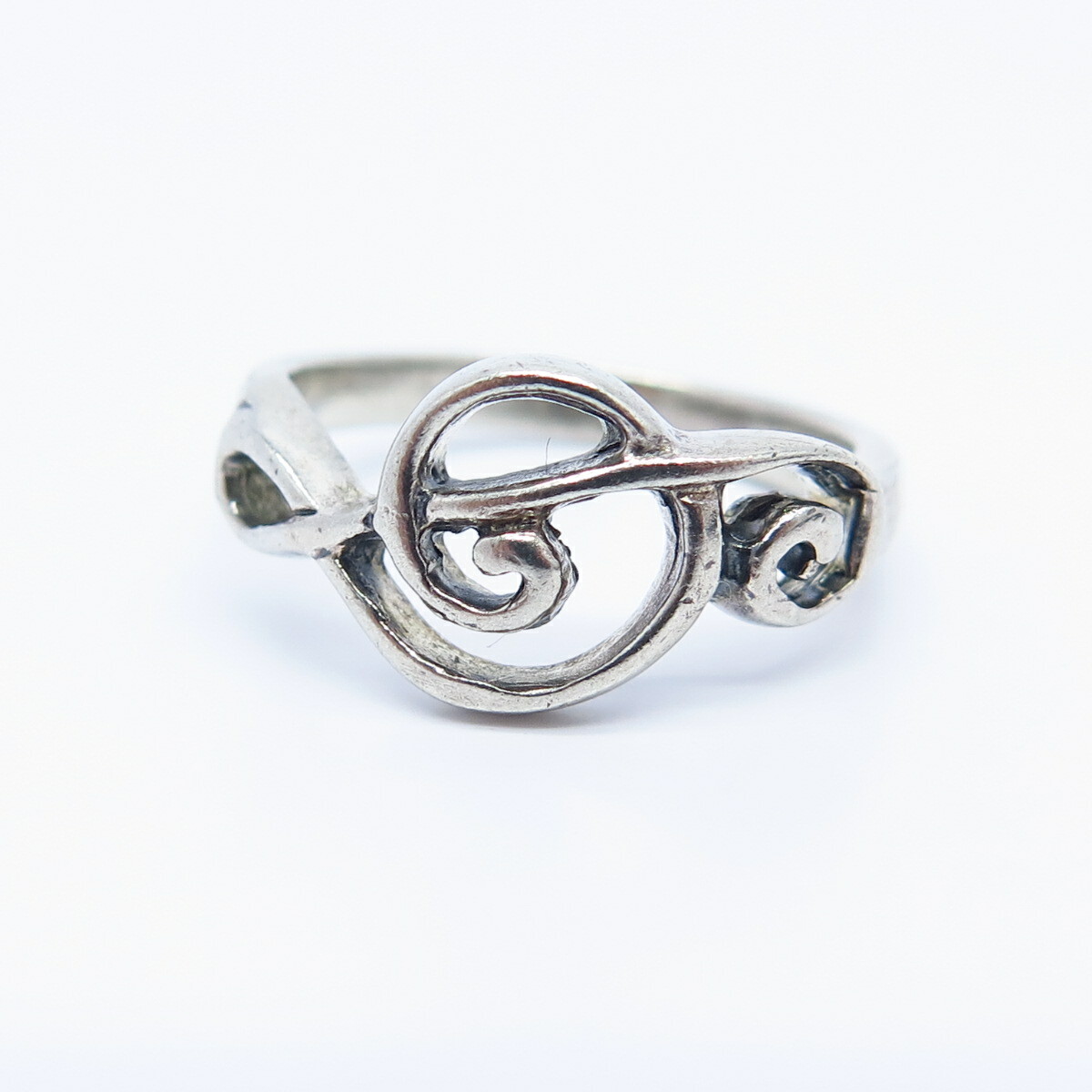 925 Sterling Silver Treble Clef Design Ring Size 5 3/4 - Gem