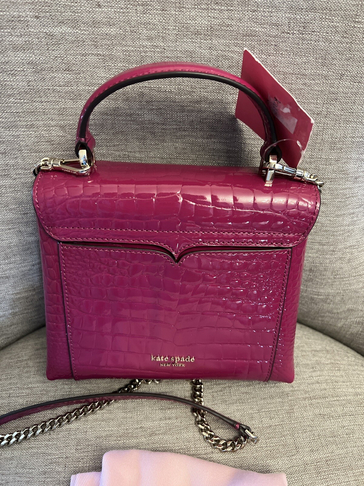 ️ kate spade Romy Small Berry Blitz Crocodile-Embossed Patent Leather ...