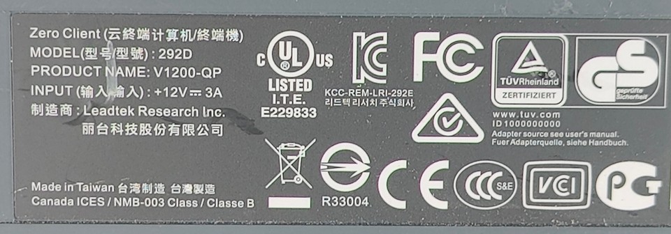 10Zig 292D Zero Client PCoIP V1200-QP 4x USB, RJ-45, 4x DVI-D No Power ...