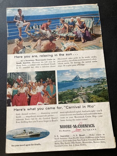 1956 vtg original moore-mcCormack lines print ad carnival in rio | eBay