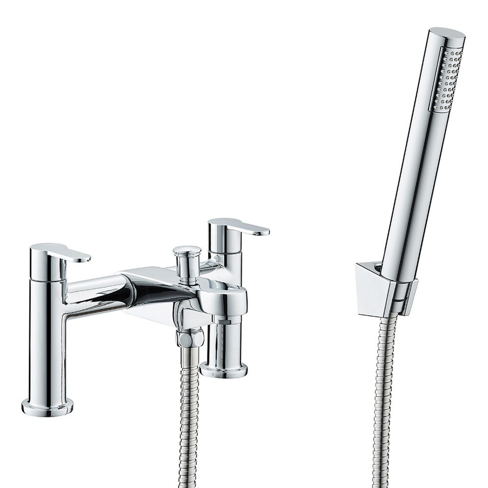 Modern Chrome Bathroom Sink Twin Taps Bath Filler Shower Mixer Basin ...