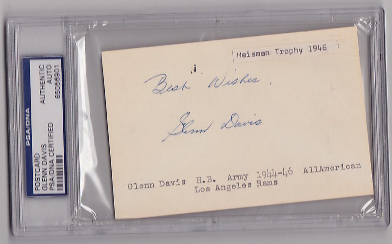 Glenn Davis ARMY signed GPC Card PSA/DNA Slab d 05 Heisman Winner | eBay