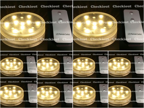 10 Warm White 10LED Submersible Waterproof Wedding Vase Base Light ...