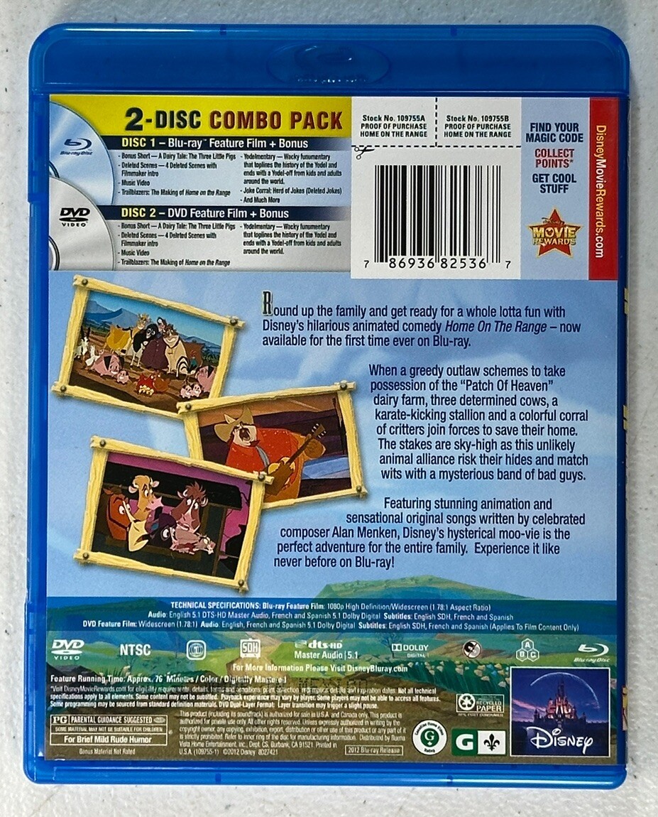 Home on the Range (Blu-ray/DVD, 2012) Disney 786936825367 | eBay