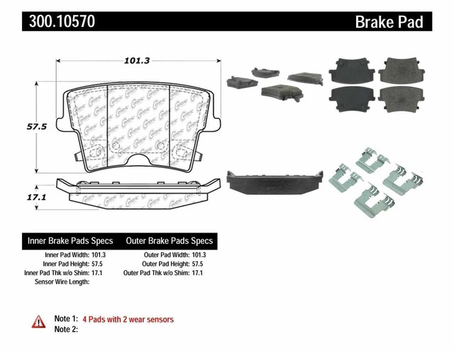 Disc Brake Pad Set-Premium Semi-Met Pads with Shim and Hardware Rear ...