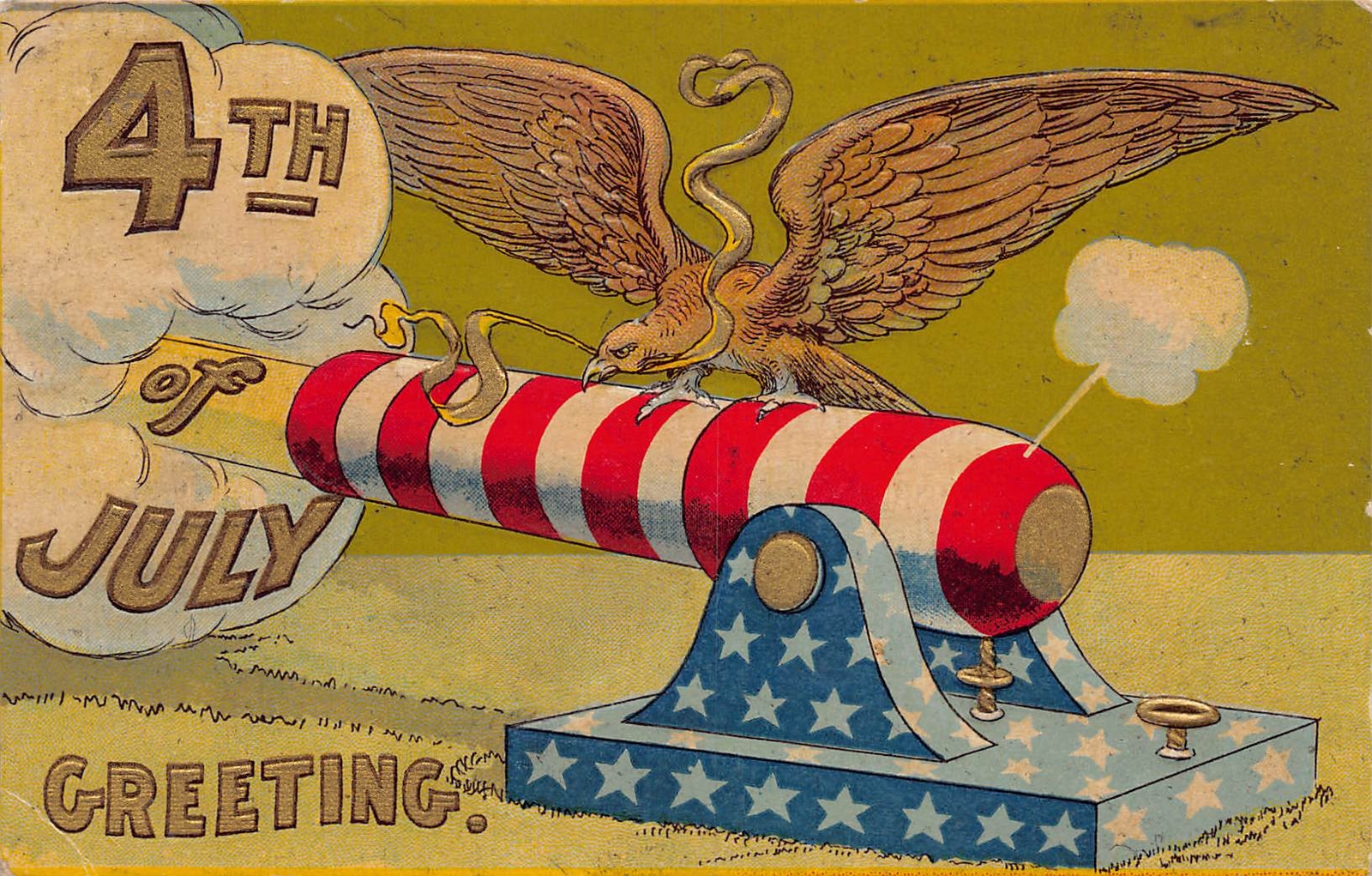 J80/ Patriotic Postcard c1910 Fourth of July 4th Cannon Eagle 72 | eBay