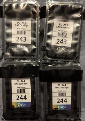LOT OF 4 CANON 243 Black & 244 Color Ink Cartridges | eBay