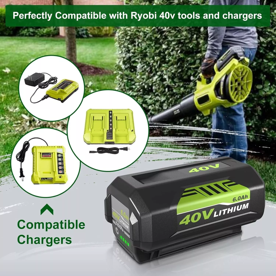 LOT of 40V 8.0Ah LED Battery for Ryobi 40 Volt Lithium OP4050 OP40602 w ...
