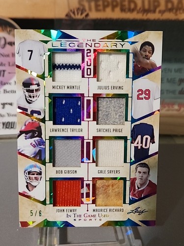 2022 Leaf Legendary 200 Game Used Mantle Paige Elway LT Sayers Erving ...