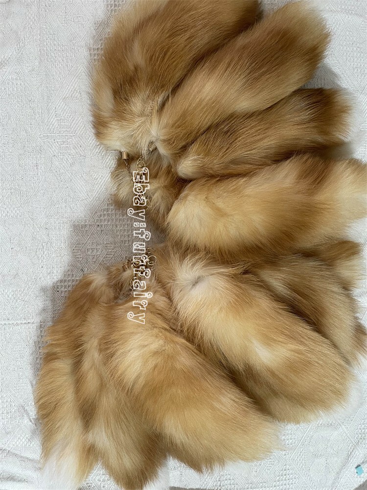 Wholesale Golden Crystal Fox Tail Fur tail Keychain Costume Cosplay Toy ...
