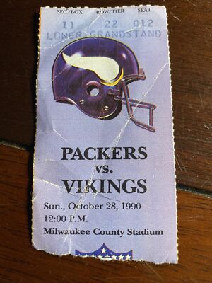 Green Bay Packers Vikings Ticket 10/28/1990 Leroy Butler 2 ...