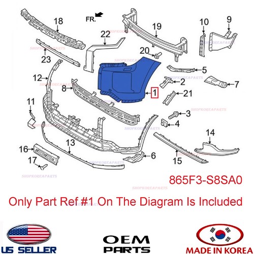 Genuine Hyundai OE Cover-Fr Bumper Lh 865F3-S8SA0 for sale online | eBay