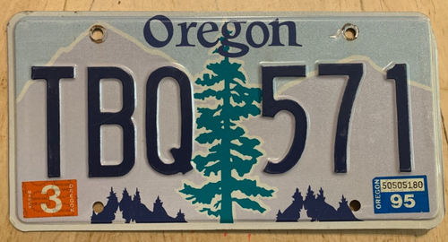 1995 OREGON PINE TREE LICENSE PLATE " TBQ 571 " OR | eBay