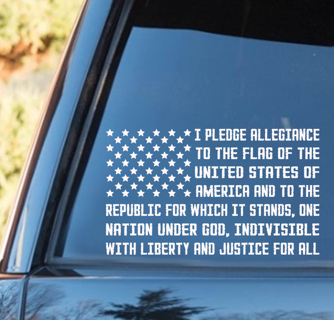 American Flag Pledge of Allegiance Vinyl Decal truck Window USA Flag ...