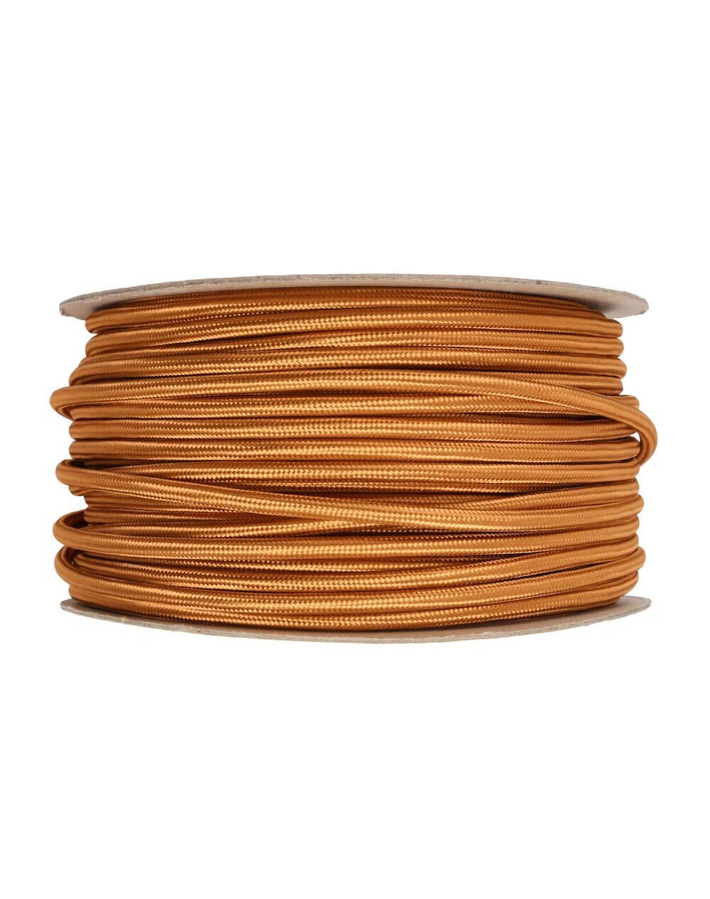 3Core Round Braided Fabric Gold Colour Cable Lighting Lamp Flex 0.75mm ...