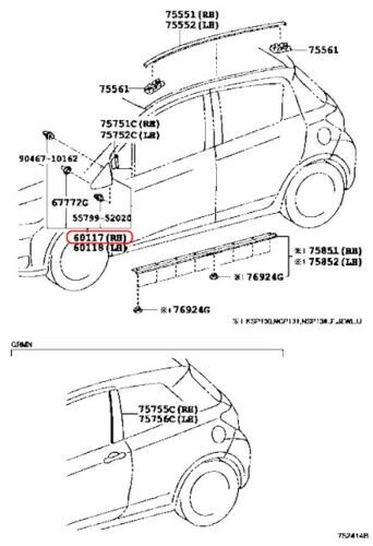 Toyota YARIS Front pillar Upper Cover Sub Assy RH 60117-52070 OEM ...