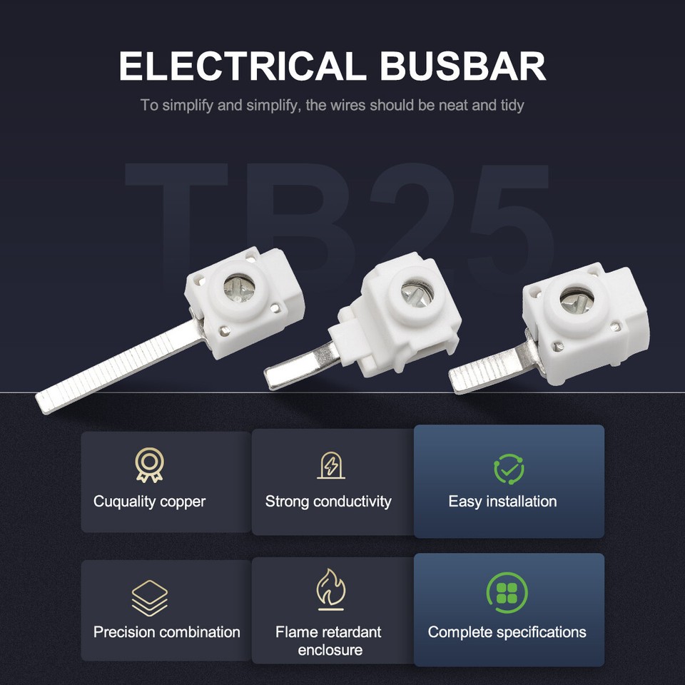 GEYA 25mm² Terminals Busbar Electrical Wire Connector Connector For MCB ...