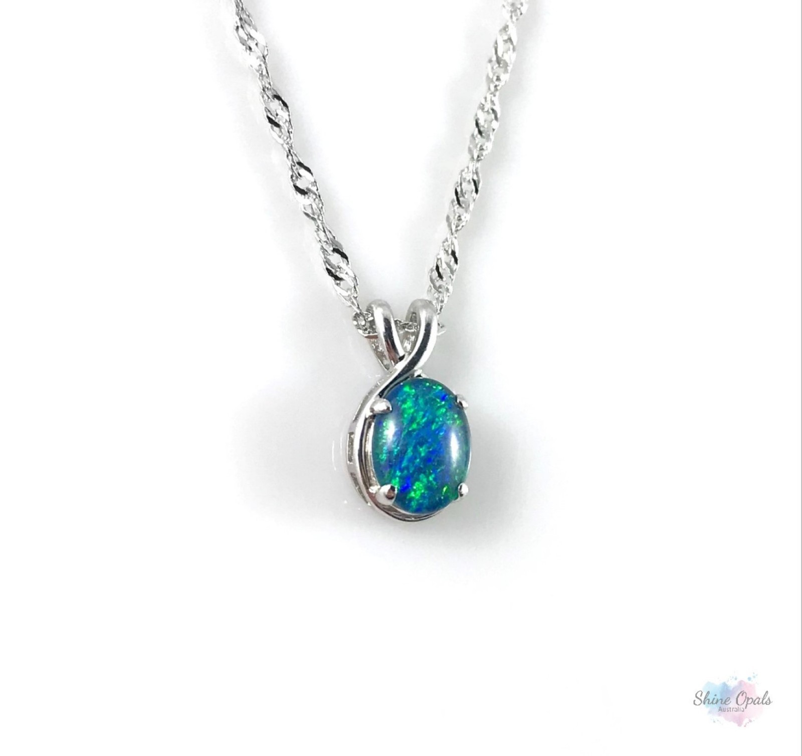 Natural Opal Necklace Pendant w Cert and Chain, 925 Sterling Silver ...