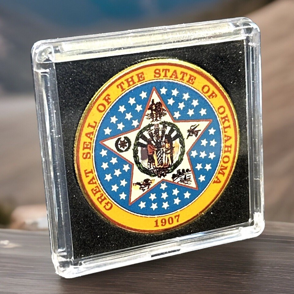 OKLAHOMA (OK) State Seal 1907 Colorized Collectible Challenge Coin WITH ...