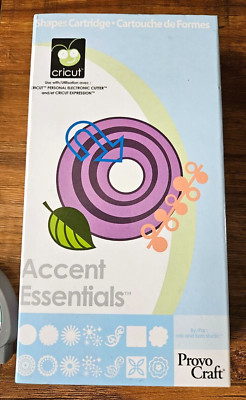 Cricut ACCENT ESSENTIALS cartridge ~UNLINKED~ shapes flowers arrow ...