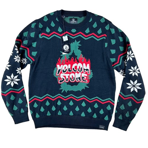 Volcom Sweater Mens Medium Multicolor Flames Spell Out | eBay