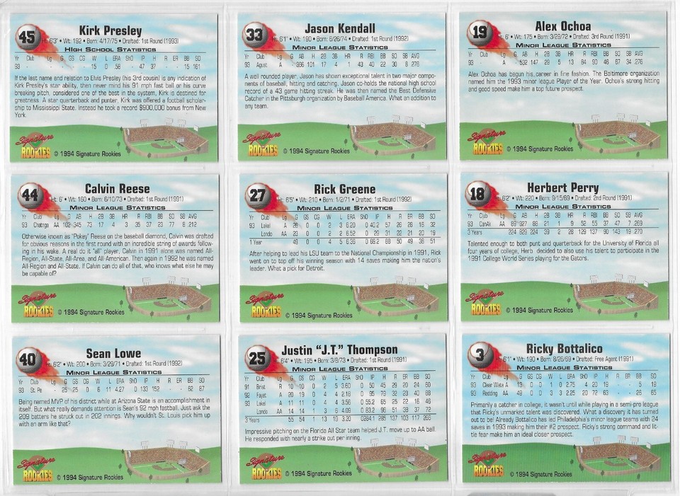 Rick Greene 1994 SIGNATURE ROOKIES BASEBALL AUTOGRAPH CARD #27 Tigers ...