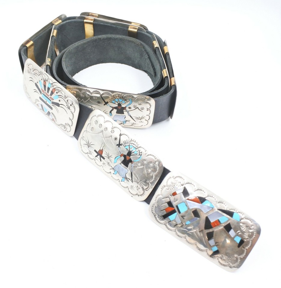 Stunning Sterling Silver Concho Belt Inlay Kachina by J Becenti | eBay