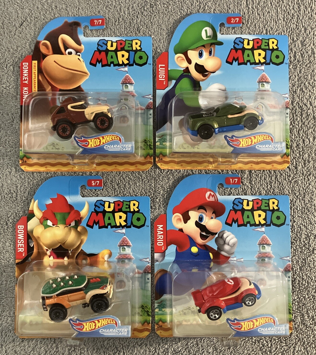 Hot Wheels 2017 - Super Mario Character Cars - Lot of 4 - MOC, FREE ...