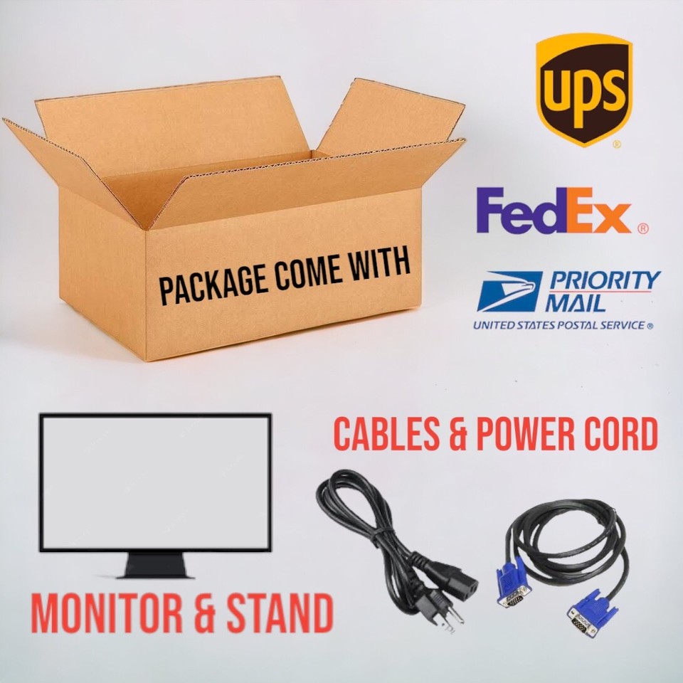 Dual HP DELL LG Monitor 22" 23" 24" Inch FHD LCD Widescreen Monitor w ...