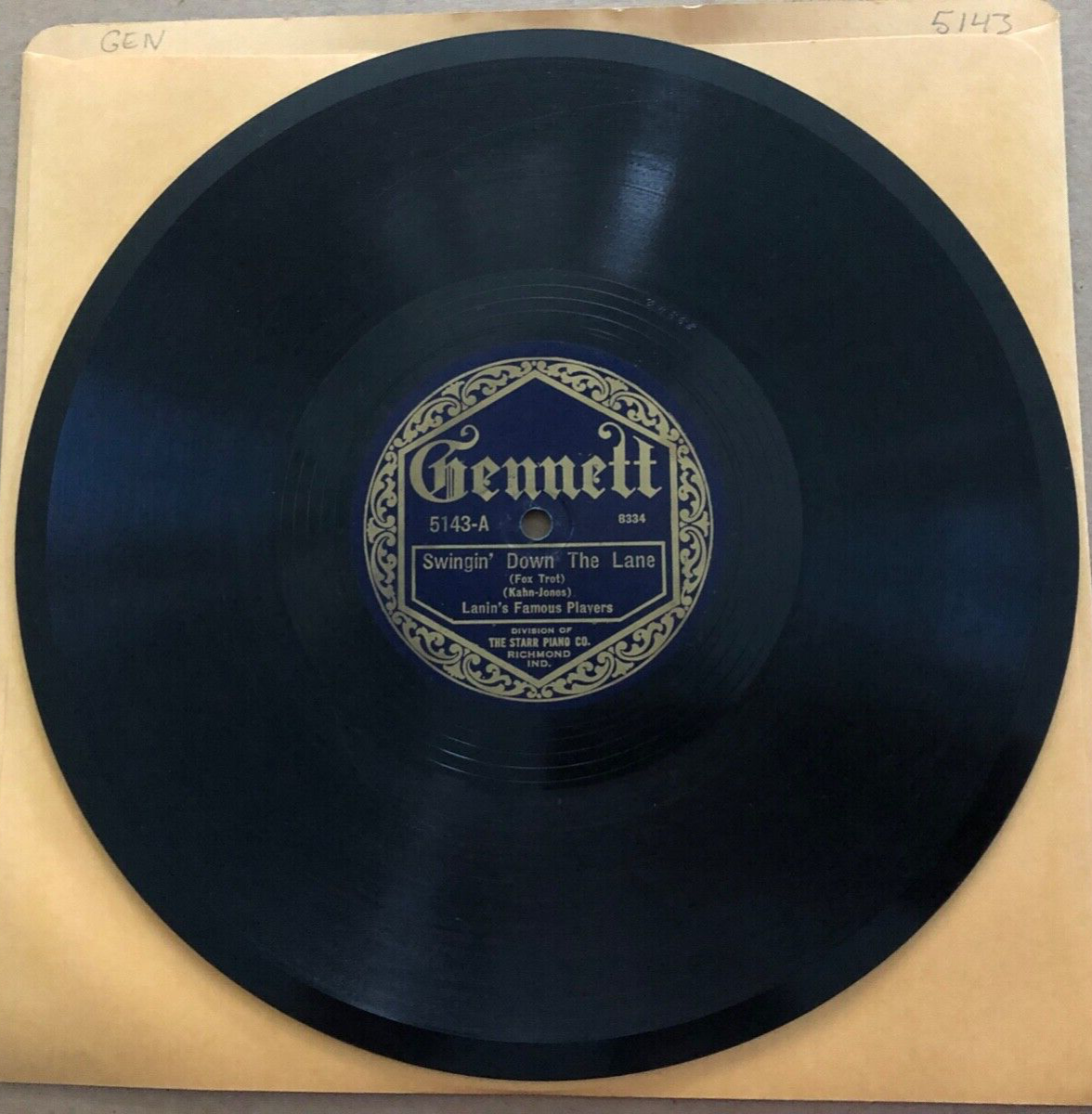 Vintage GENNETT Record 78 rpm #5143 SWINGIN DOWN LANE / RITZY MITZI | eBay