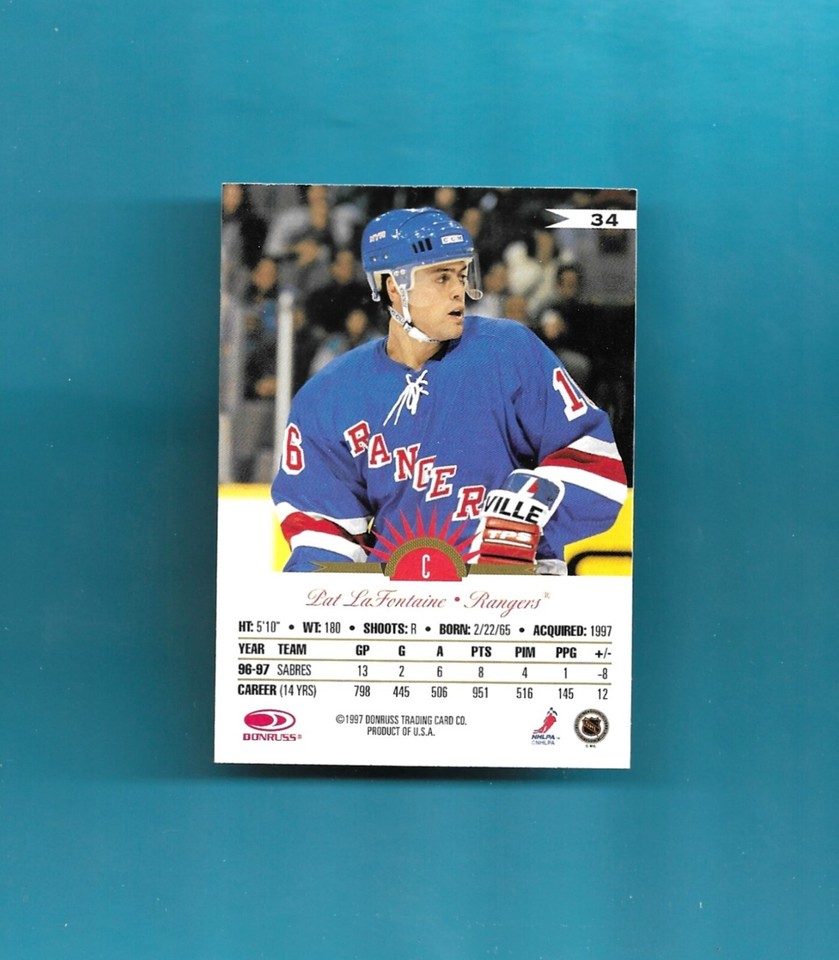 1997-98 Leaf International Red # 34 PAT LAFONTAINE USA NEW YORK RANGERS ...