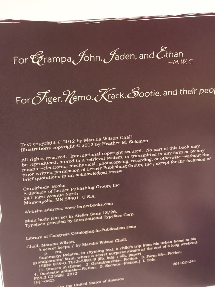 A Secret Keeps By Marsha Wilson Chall New Gift Children's Book | eBay