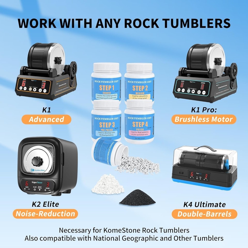 Rock Tumbler Grit & Ceramic Tumbling Media Kit- Polish Up to 25 lbs. of ...