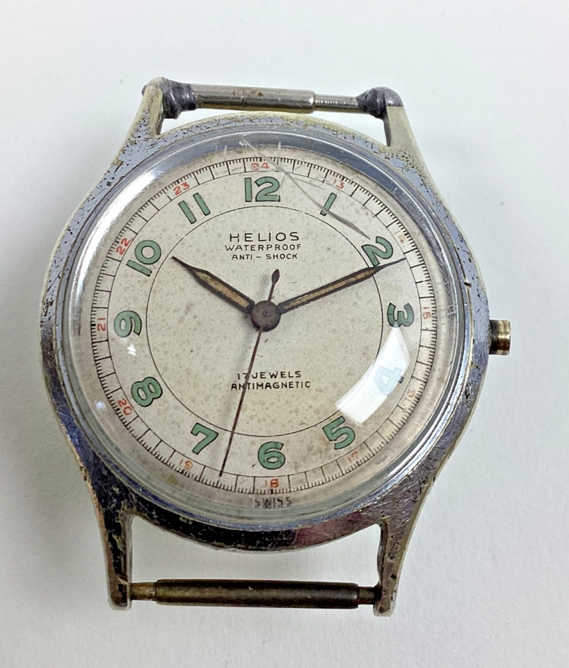Vintage Helios 17 Jewel Military WWII Era Watch Cal 450 Runs Spares ...