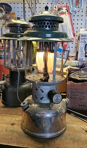 1949 Coleman 220D Nickel Double Mantle Lantern With Red Pyrex Tested ...