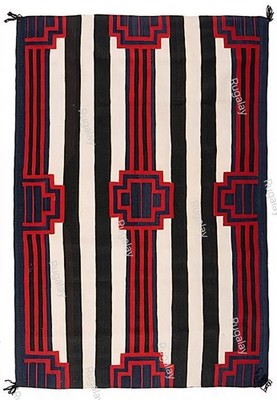 Red Navajo Chief's Blanket Rug Southwestern Wool Rug Native American ...