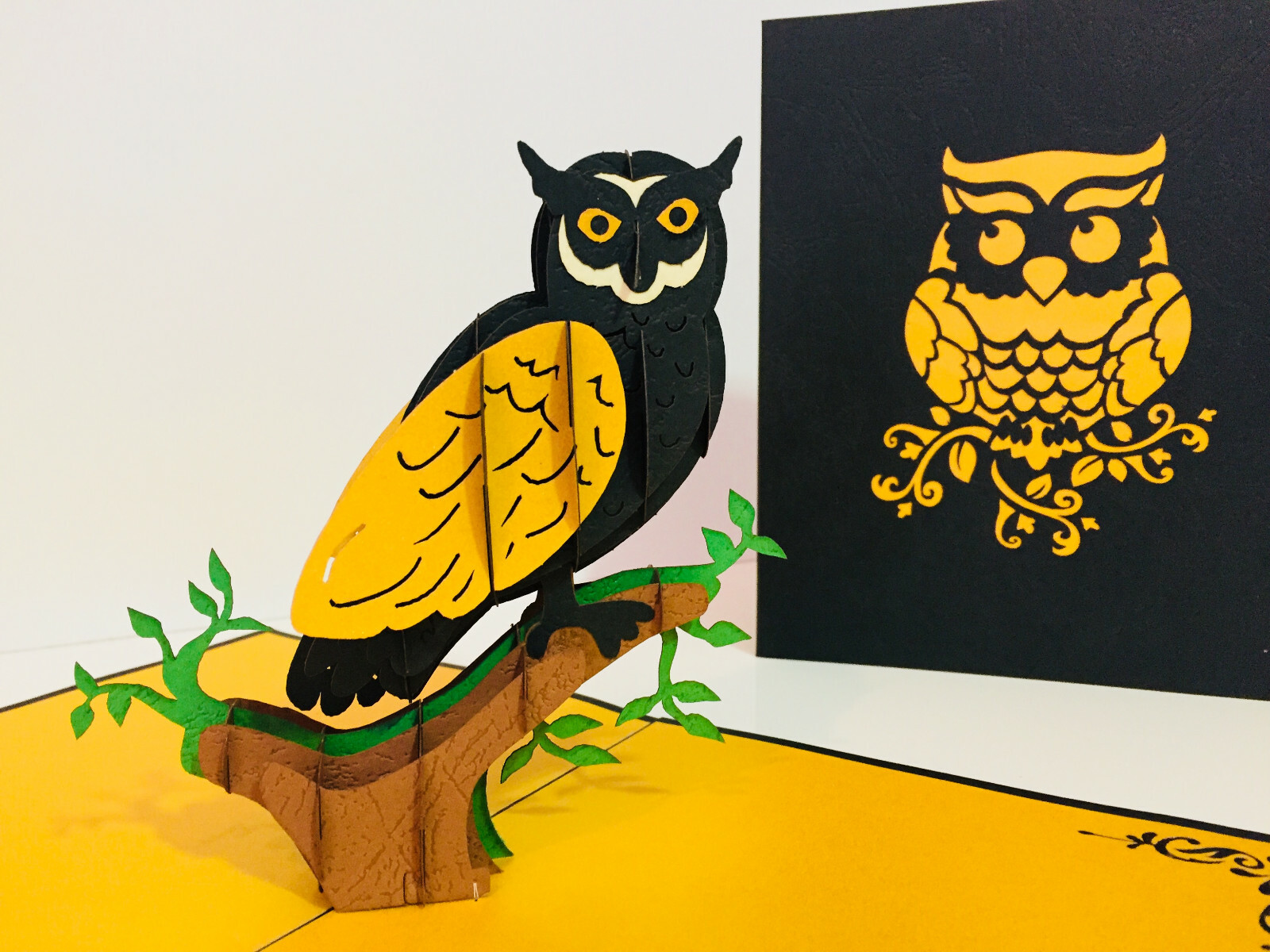 Origami Pop Cards. Cute Gold & Black Owl. 3D Pop Up Greeting. "Mother's ...
