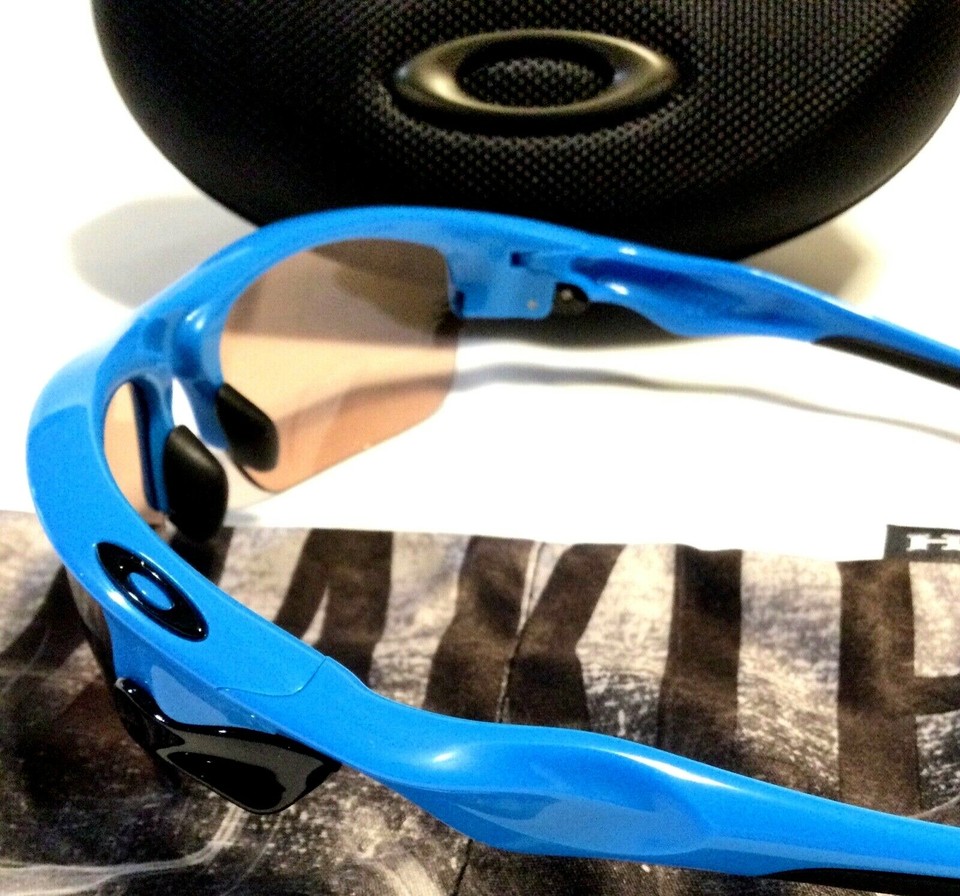 OAKLEY FAST JACKET SUNGLASSES Blue Sky Frames Black Icons VR50 Iridium ...