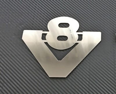 Polished Stainless Steel V8 Badge Chrome Accessories Adhesive Sign for ...