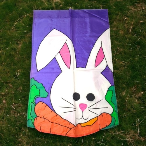White Bunny Rabbit Carrots Yard Garden Flag Outdoor Flag Easter 27” x ...