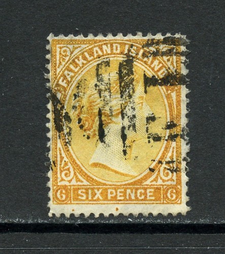 P584 Falkland Islands 1892 Victoria 6p. ORANGE COLOR VARIATION 1v. used ...