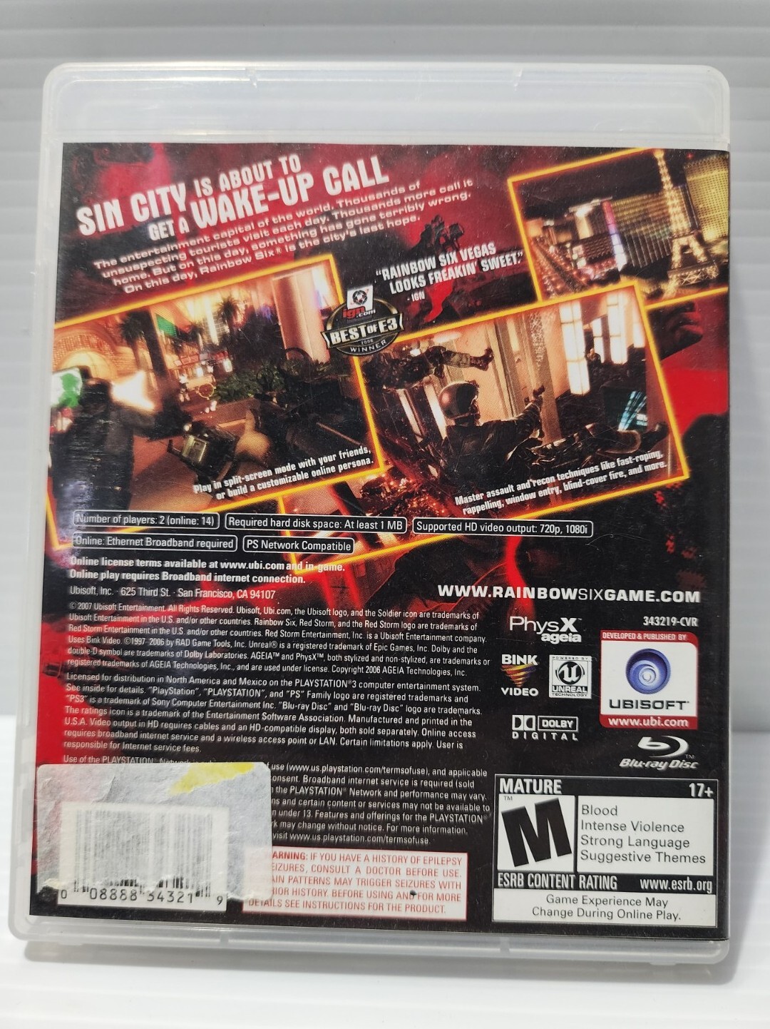 Rainbow Six: Vegas 2 Tom Clancy's Sony PlayStation 3 ps3 Black Label ...