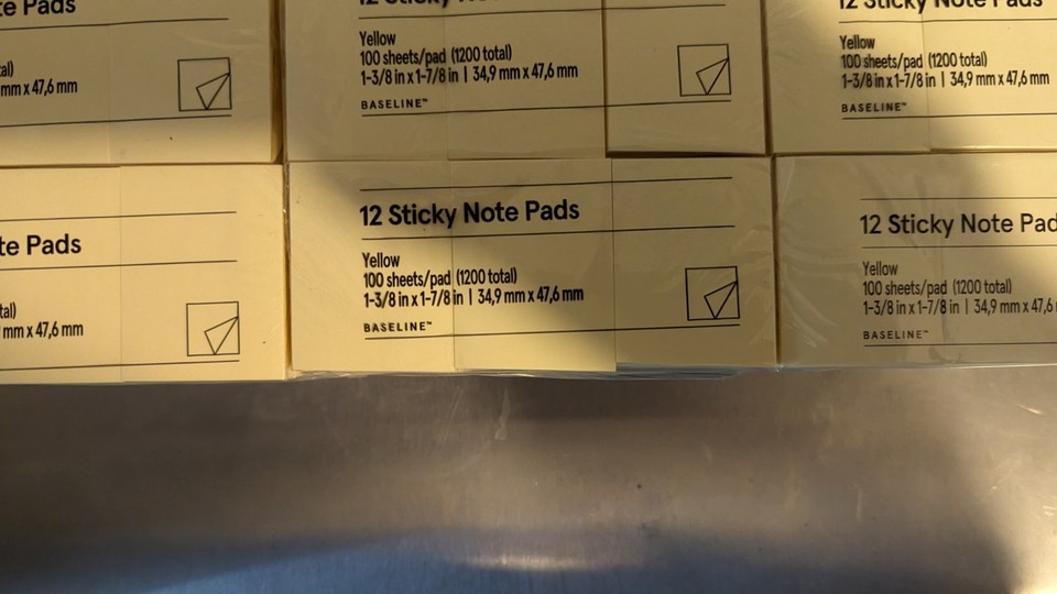 Yellow Sticky Note Pads 1-3/8" x 1-7/8" Baseline NEW Lot Of 20 packs ...
