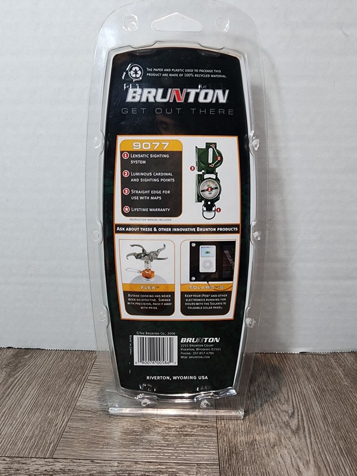 Brunton Lensatic Military Style Sighting Compass # 9077 New Sealed ...